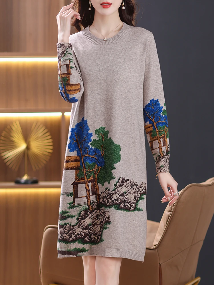 Print-Long-Sweaters-Dress-Spring-Women-Clothing-Long-Sleeve-Femme ...