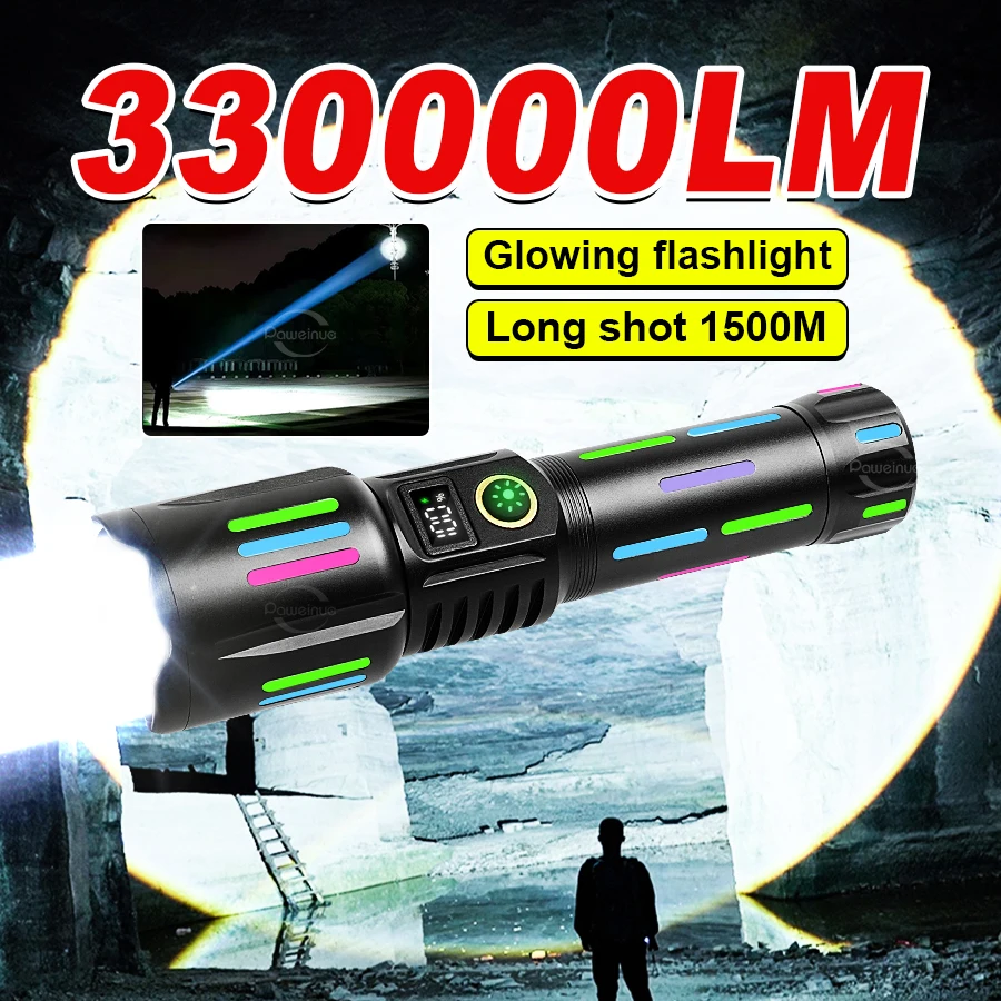 High-Power-LED-Flashlight-Ultra-Long-Range-Flashlight-Rechargeable-USB ...