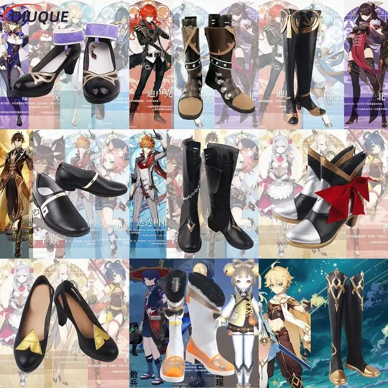 Game Genshin Impact Cosplay Shoes Aether Diluc Zhongli Hutao Eula ...