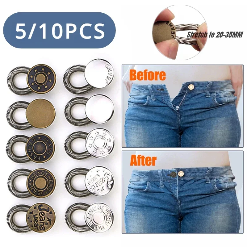 5-10PCS-Detachable-Jeans-Waist-Adjustment-Buckle-Metal-Button-Extender ...