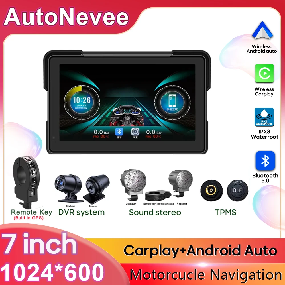 Carplay Motorcycle GPS Navigation IPX8 Waterproof For Moto Android Auto ...