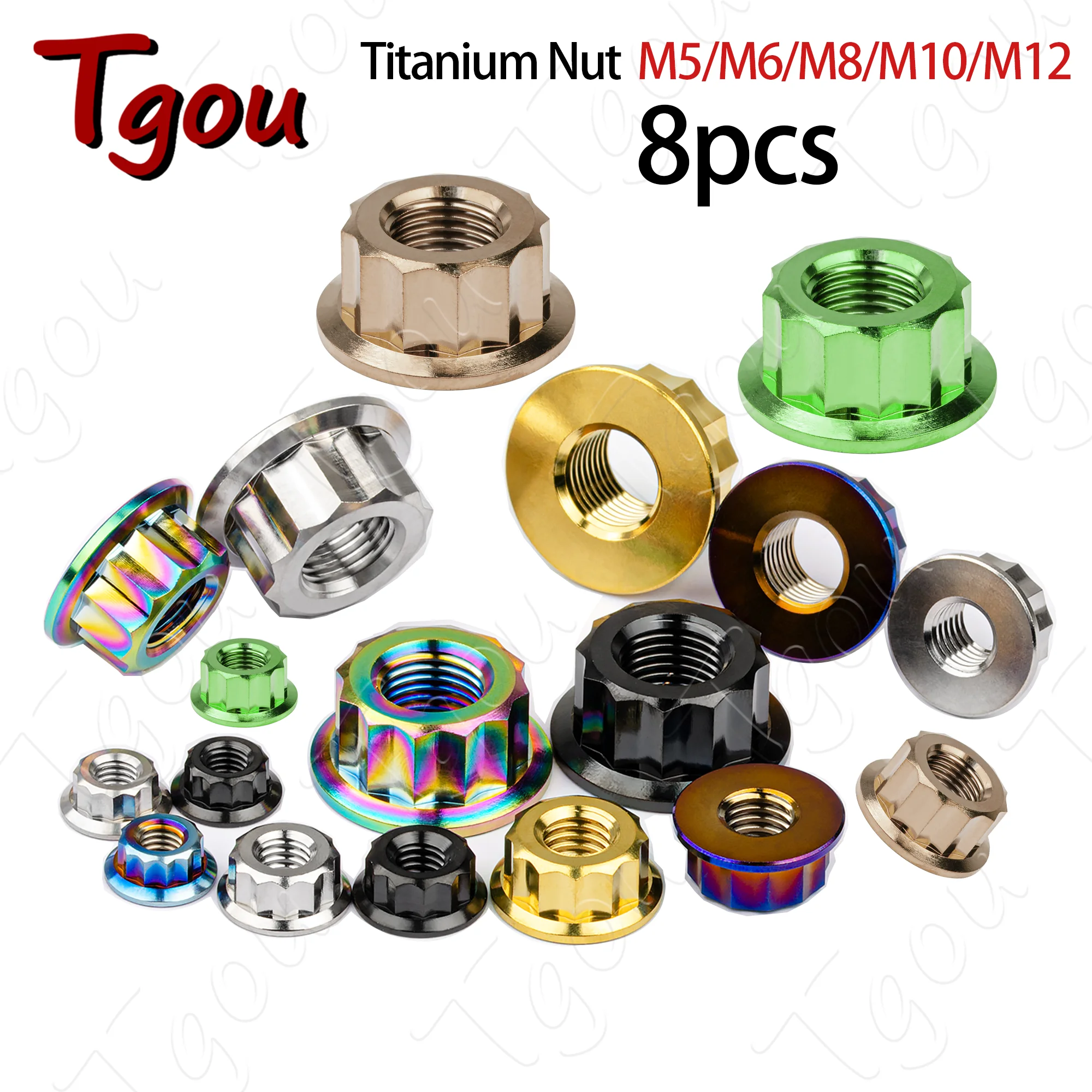 Tgou Titanium M5 M6 M8 M10 M12 Bi Hex Flange 12 Point Nuts for ...