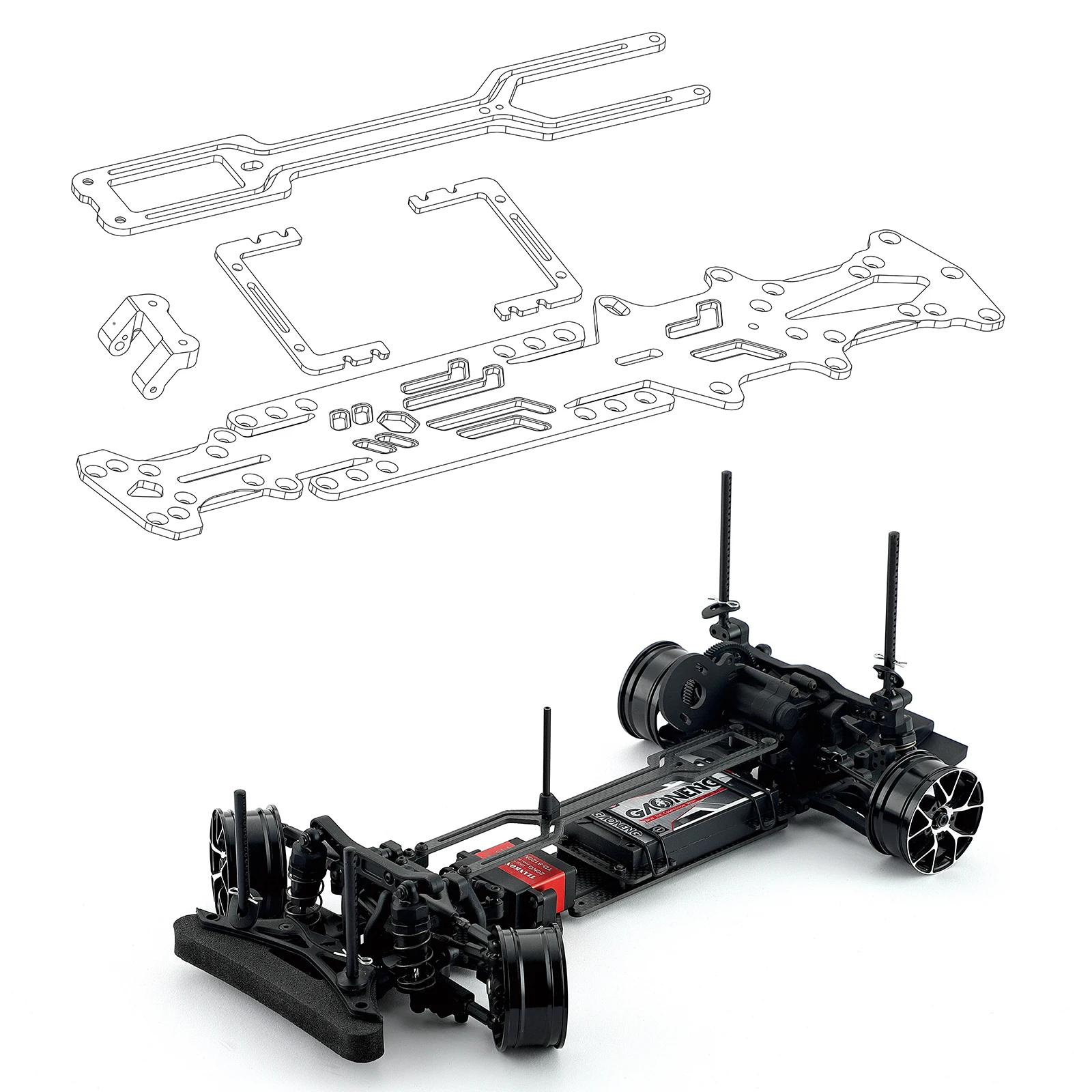 Carbon Fiber Chassis and Battery Holder for YOKOMO YD2 Z 1:10 Drift Car Narrow Vertical High ...