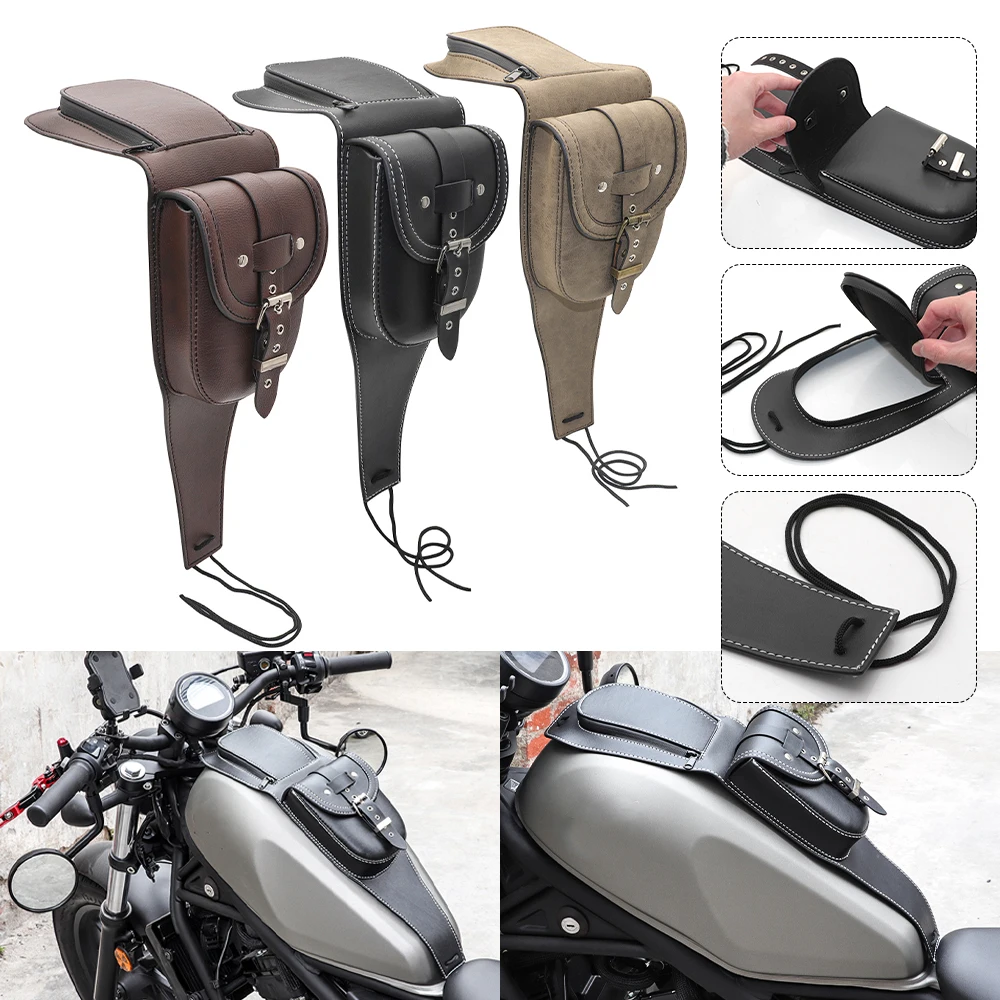 Motorcycle-Gas-Tank-Dash-Console-Center-Pouch-Bag-PU-Leather-for ...