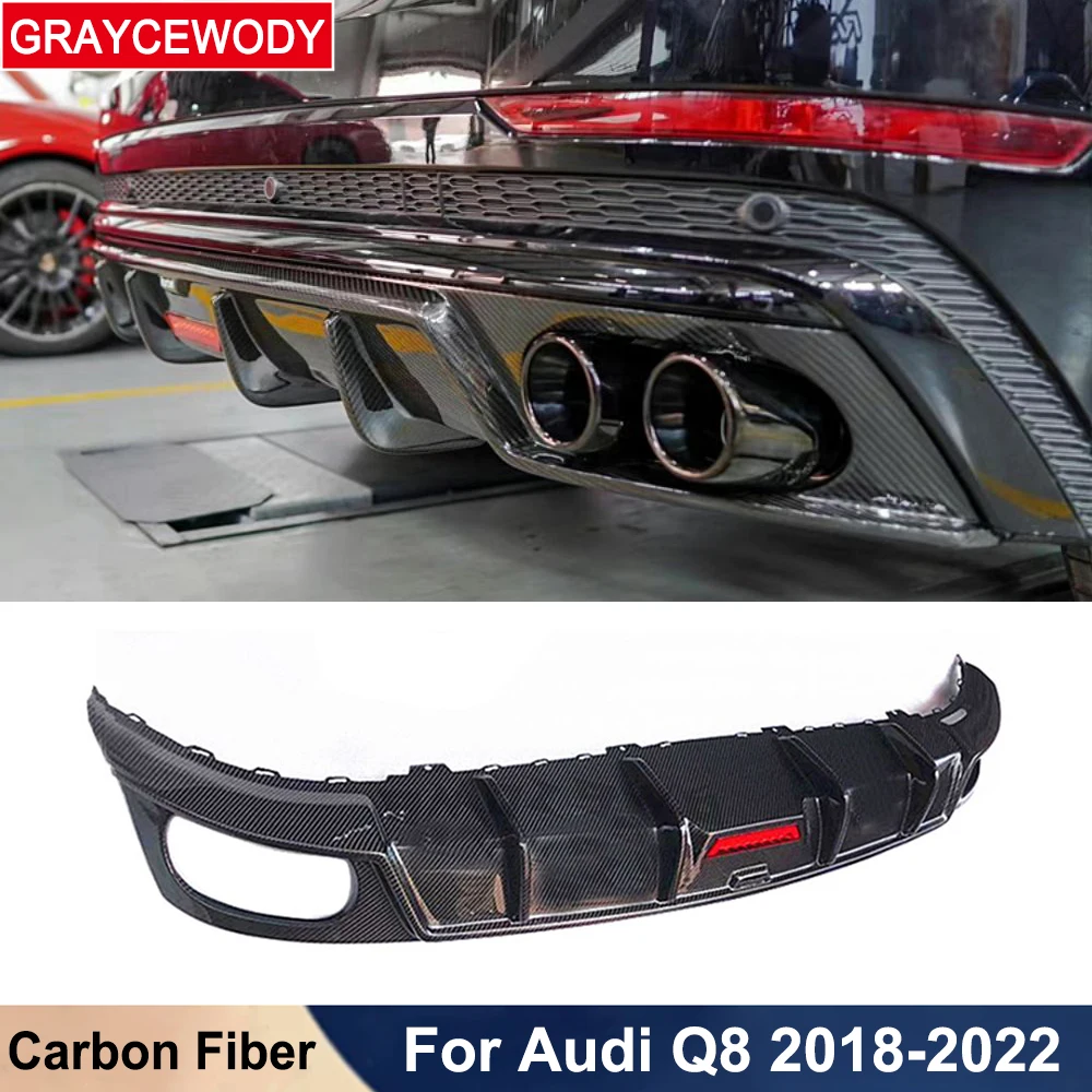 Real-Carbon-Fiber-Car-Rear-Bumper-Lip-Diffuser-Tail-Decoration-With ...