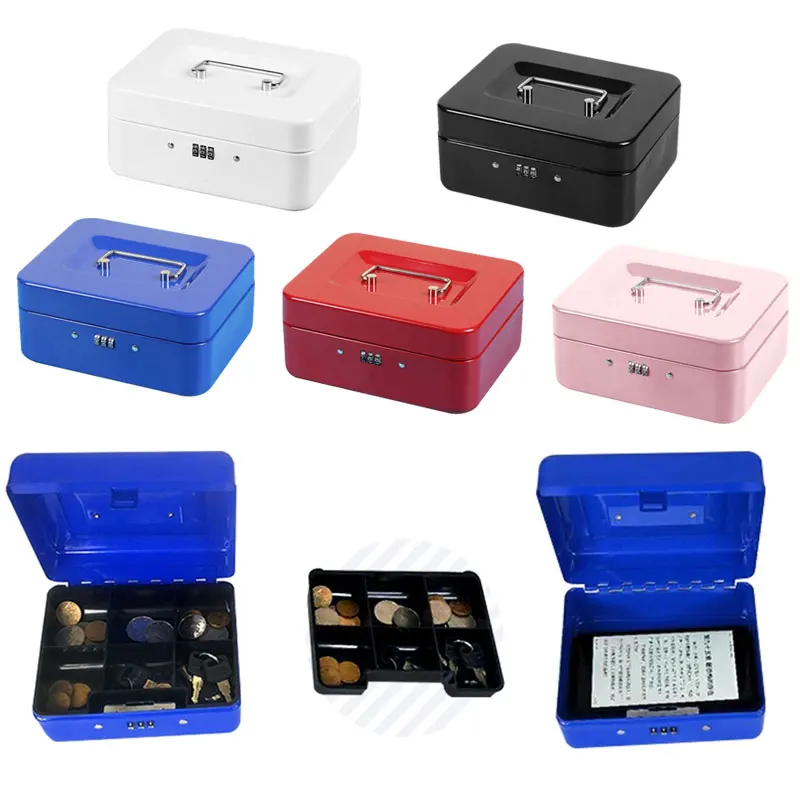 Small-Cash-Box-with-Combination-Lock-Portable-Metal-Money-Box-with ...