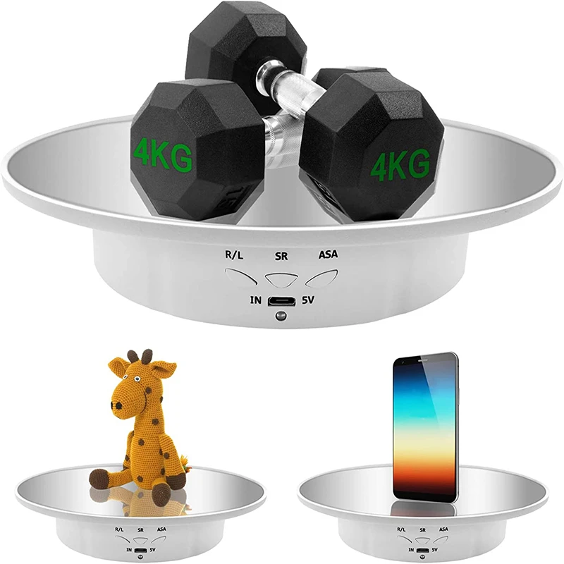 3 Speed 20cm Intelligent Electric Rotating Display Stand Mirror Velvet ...