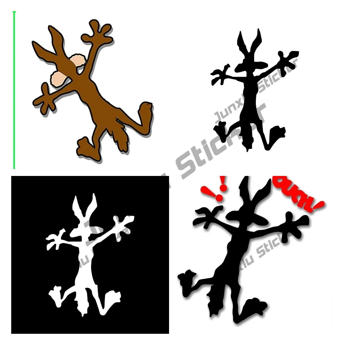 personality Coyote splat black silhouette decal Hitting Wall Door Cars ...