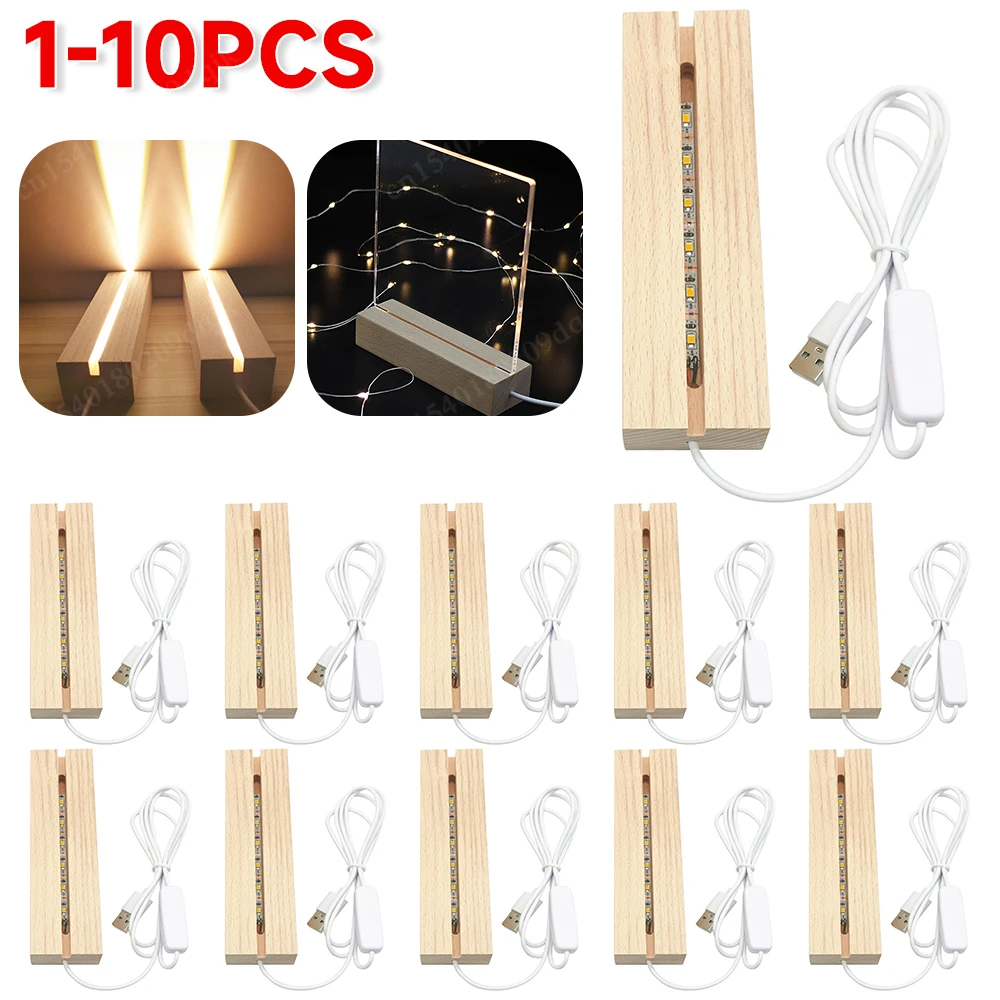 1-10pcs-Solid-Wooden-LED-Base-Strip-Luminous-Base-for-Resin-Letter-Lamp ...