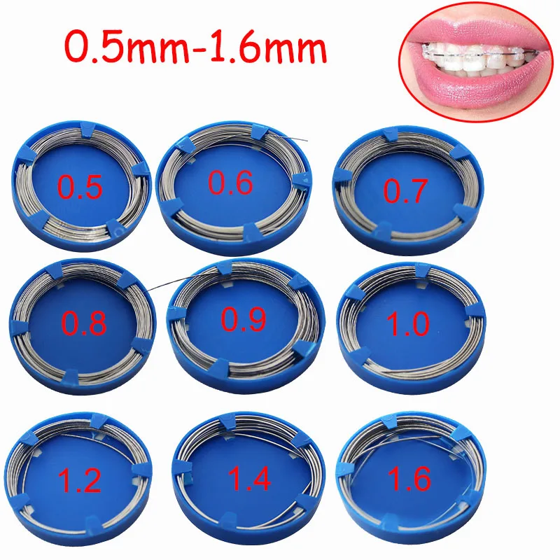 1Box/Roll Dental Orthodontics Round Stainless Steel 0.5-1.6mm Arch Wire ...