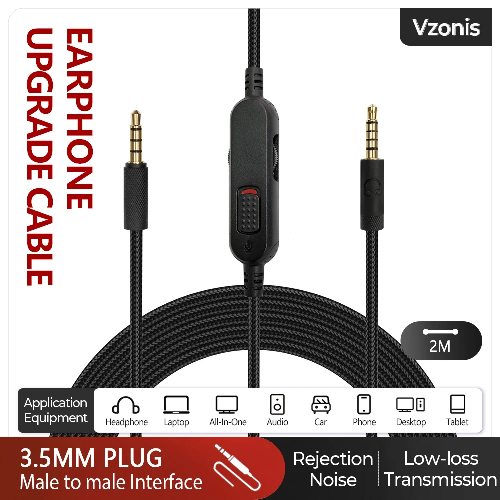3.5MM Technical Headphone Upgrade Cable Audio Connection wire Inline ...