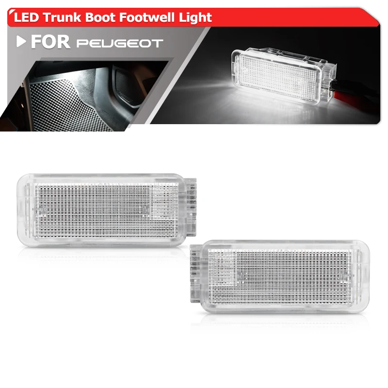 2x Led Interior Trunk Boot Footwell Door Courtesy Lights For Peugeot ...