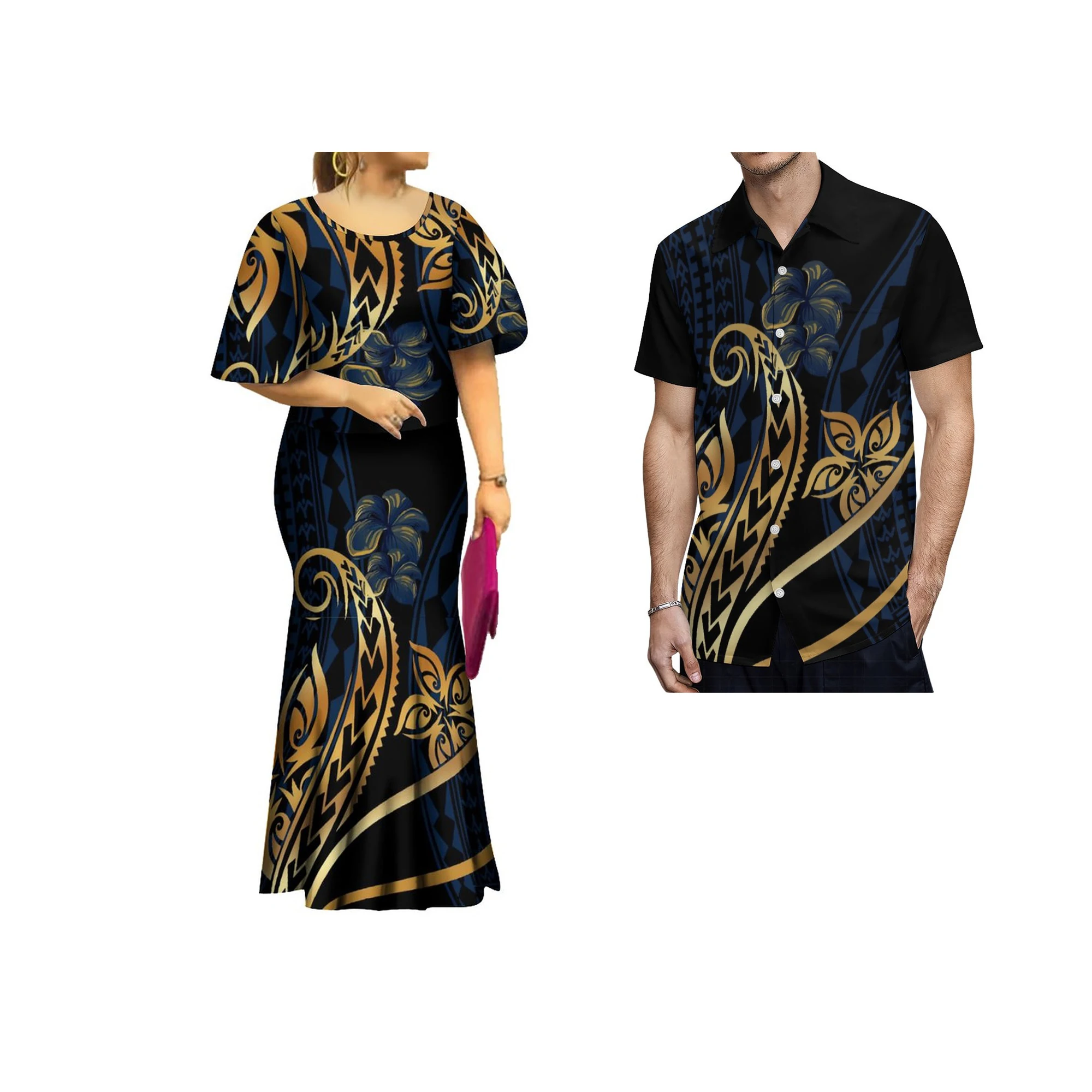 New-Autumn-Samoan-Puletasi-Polynesian-Tribal-Dress-Bat-Sleeve-Tops-Long ...