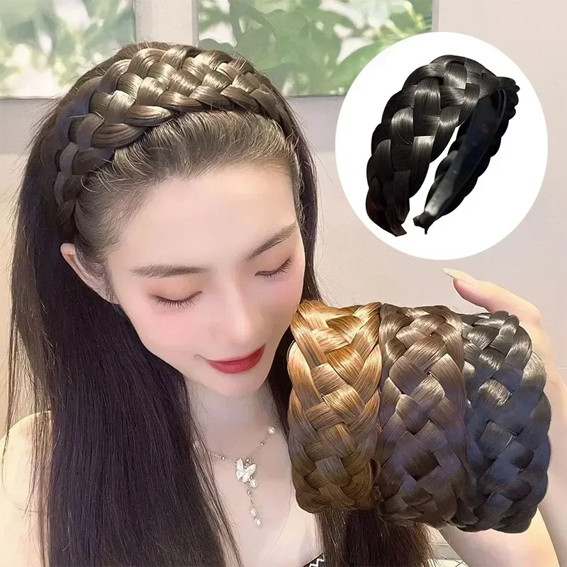 Peluca-ancha-con-abalorios-para-mujer-diademas-con-trenzas-de-espina-de ...