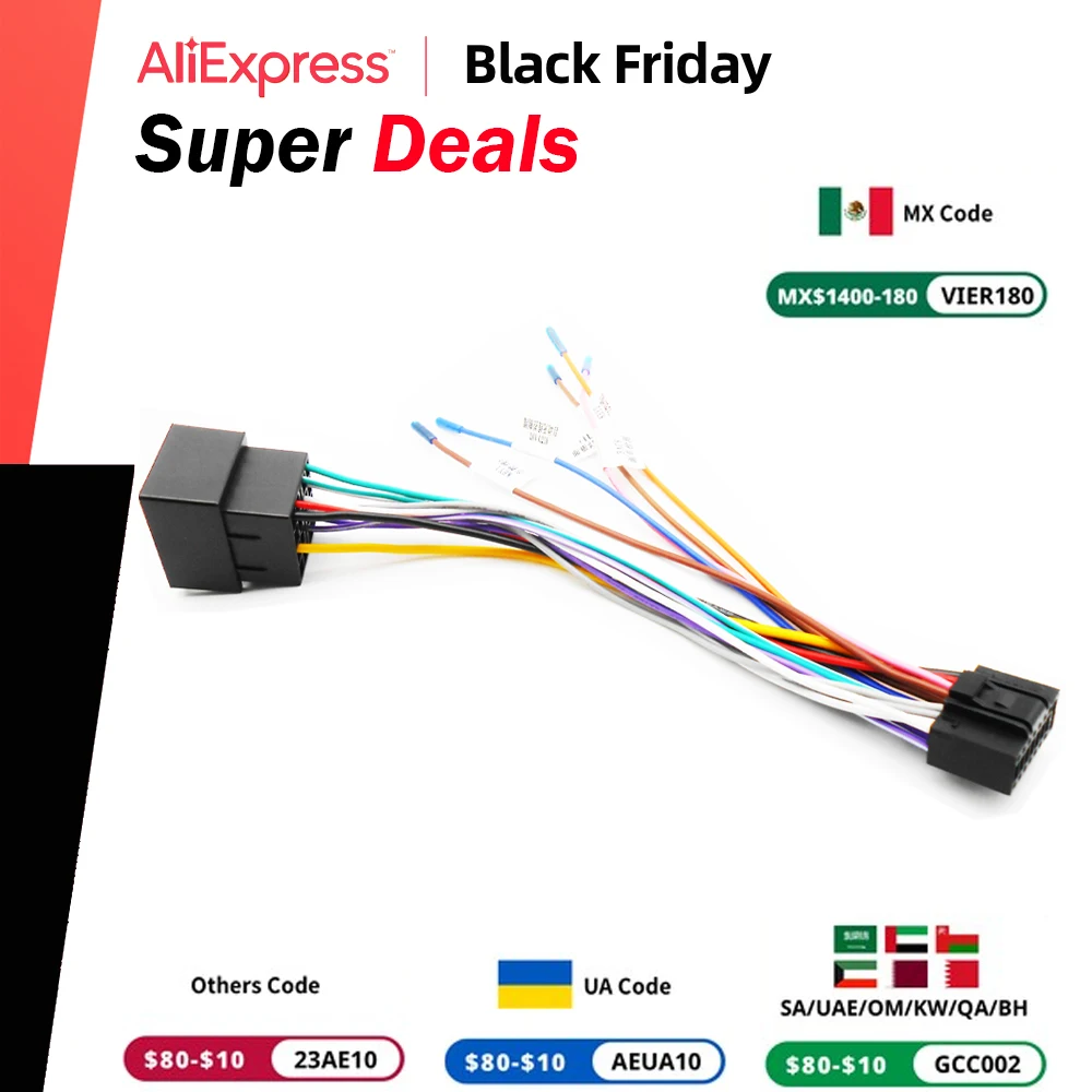 16-Pin-to-ISO-Cable-Adapter-16P-Plug-ISO-Connector-Wiring-Harness ...