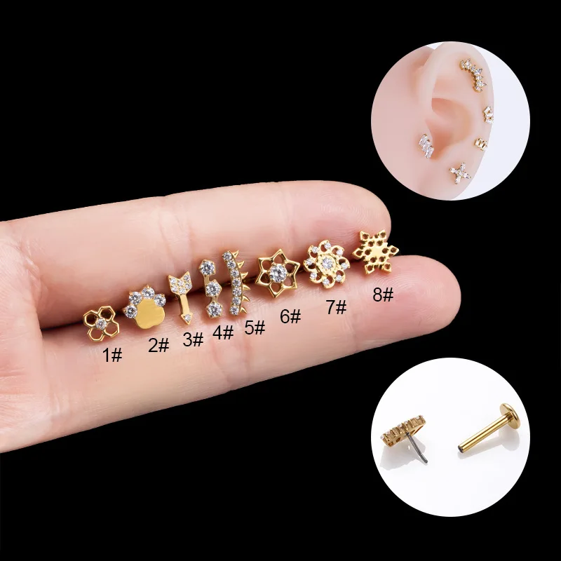 G23-Titanium-Piercing-Labret-Conch-Tragus-Cartilage-Stud-Earrings-Punk ...