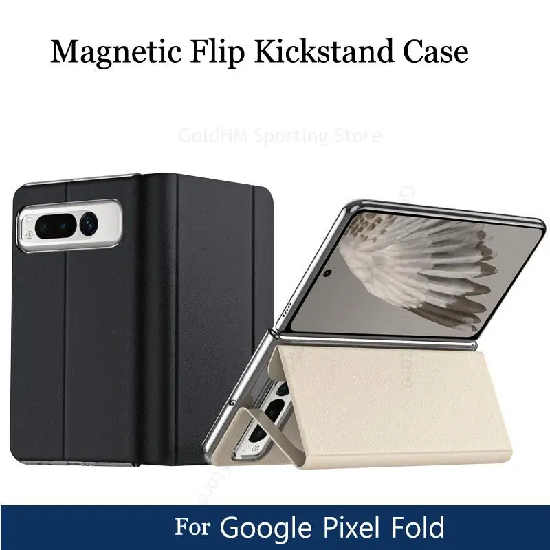 For-Google-Pixel-Fold-Magnetic-Flip-Kickstand-Leather-Phone-Case-For ...