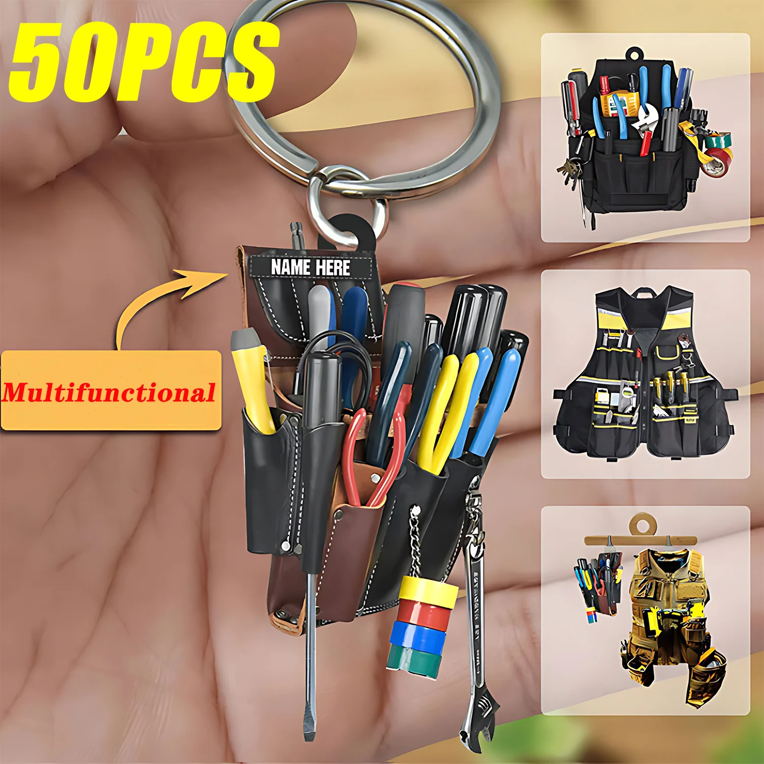 50Pcs-Acrylic-Keychain-Unique-Electrician-Tool-Keyring-Electrician-Tool ...