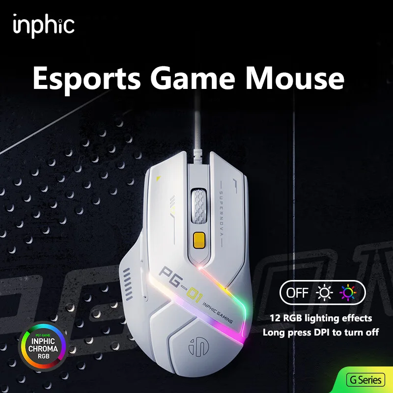Inphic-PG1-Wired-Gaming-Mouse-RGB-Lighting-Effect-Ergonomic-Home-Office ...