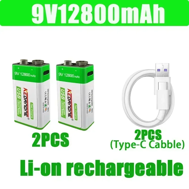 NEW-9V-12800mAh-li-ion-Rechargeable-battery-Micro-USB-Batteries-9-v ...