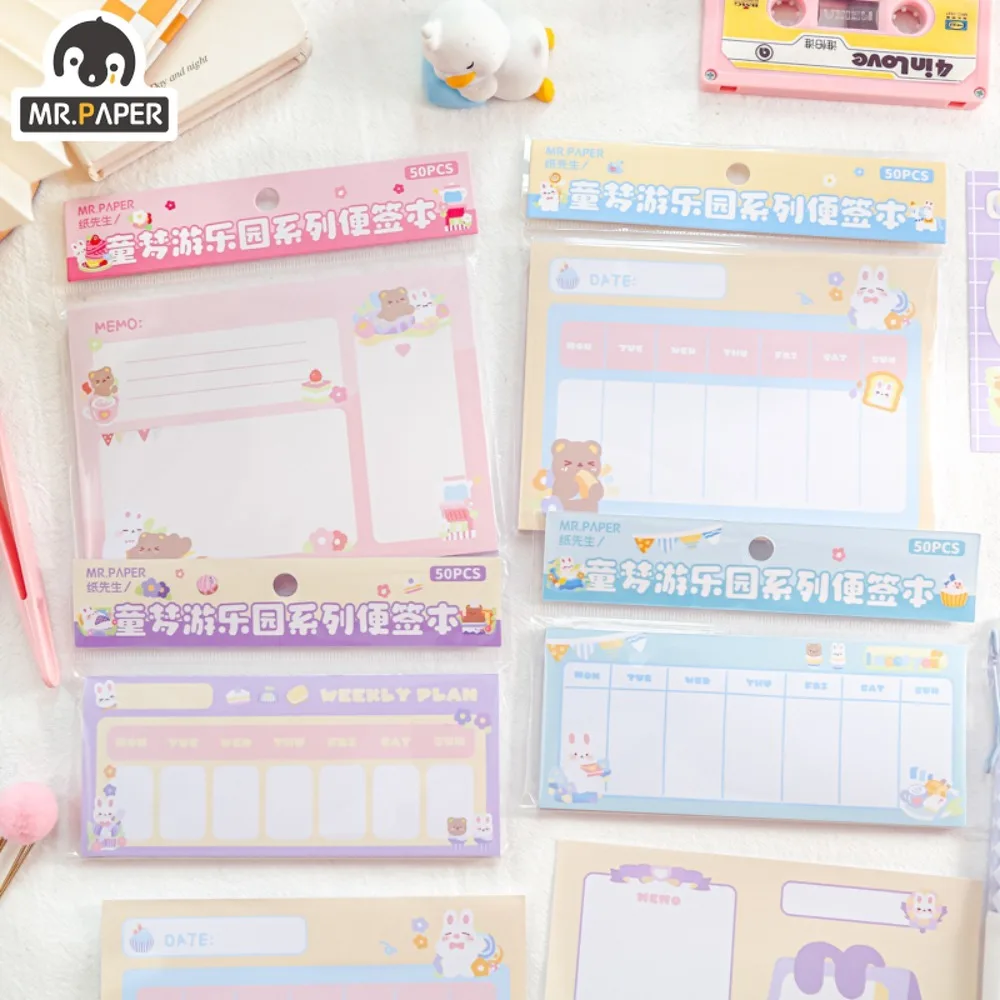 Mr-Paper-Cute-Bear-Pattern-Memo-Pad-Simple-High-Appearance-Student-Time ...