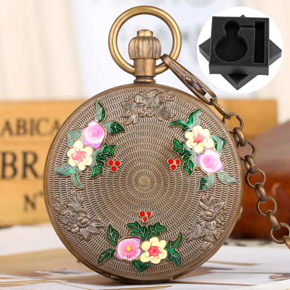 Charm Vintage Flowers Decor Bronze Copper Mechanical Self Winding ...