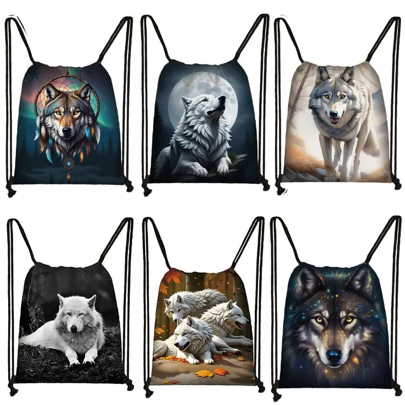 Howling-Wolf-Under-The-Moonlight-Print-Backpack-Women-Drawstring-Bags ...