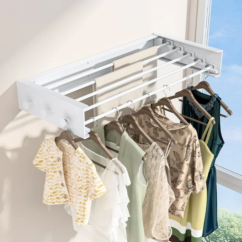 Adjustable-Wall-Mounted-Clothes-Hanger-with-Invisible-Design-Foldable ...