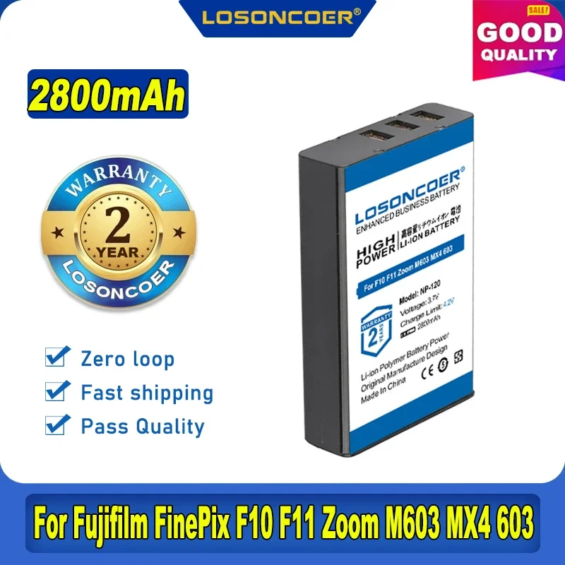 LOSONCOER NEW 2800mAh NP-120 FNP120 NP120 Camera Battery For Fujifilm ...