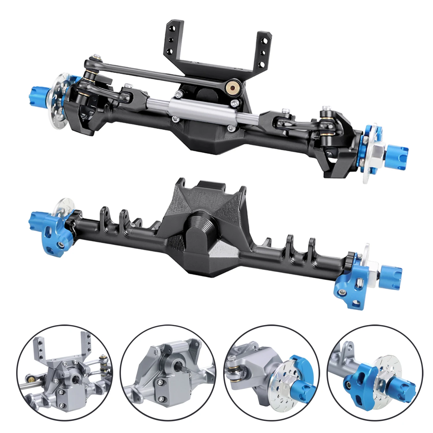 +9mm 1/24 Aluminum Front Rear Straight Axle With Hydraulic Steering ...