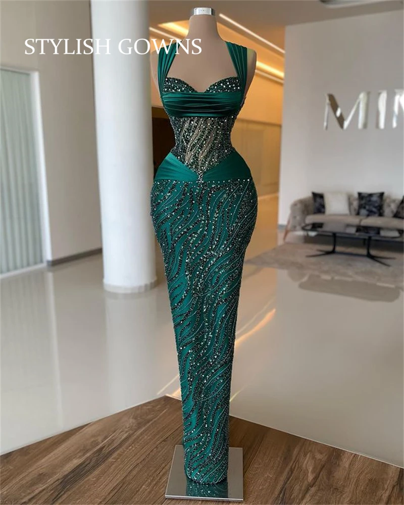 Green-Sweetheart-Evening-Dress-Pleats-Birthday-Party-Gowns-Elegant ...