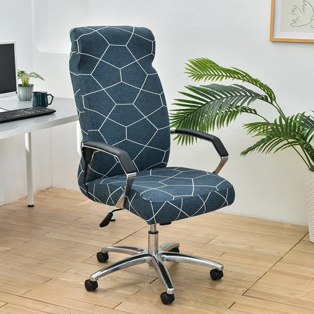 Stretch Computer Chair Cover with Arms Floral Printed Office Rotating ...