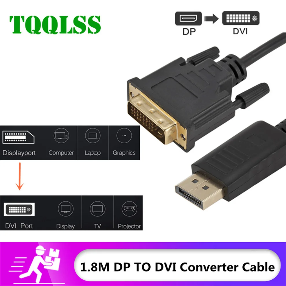 Displayport To DVI Converter Cable 1.8M DP To DVI Adapter Cable ...