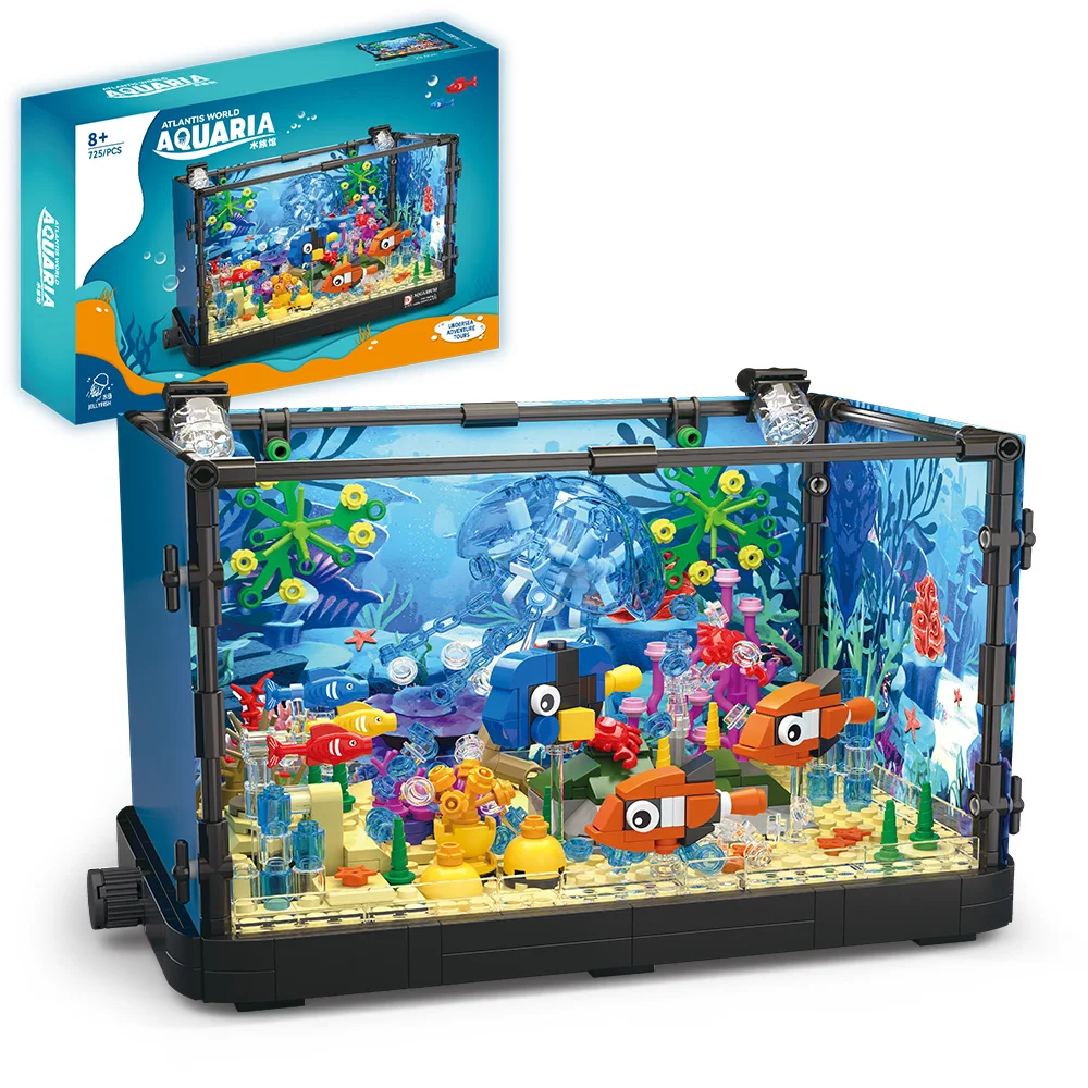 Fish-Tank-Building-Kit-with-Lights-MOC-Marine-Aquarium-Marine-Animal ...