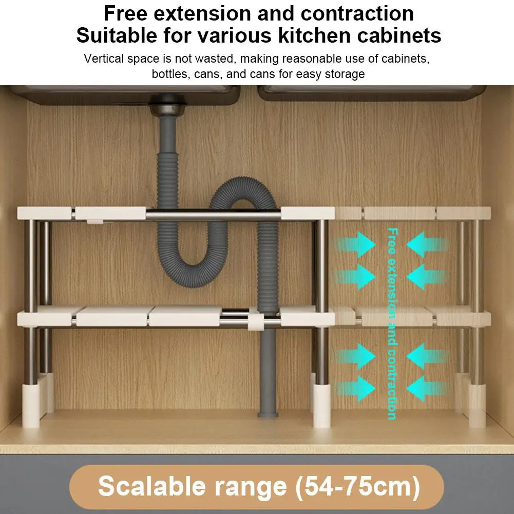 Retractable-Lower-Sink-Shelf-Extensible-Kitchen-Storage-Rack-Rack ...