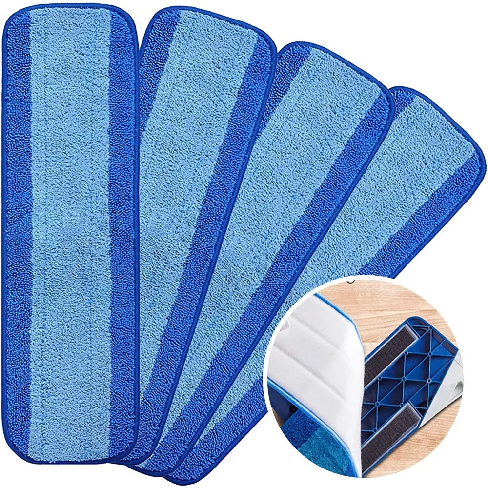 46-14cm-Microfiber-Mop-Cloth-Blue-Striped-Replacement-Mop-Head-Reusable ...
