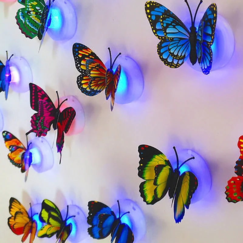 Colorful-3D-Nigh-Lights-Cute-Butterfly-Shape-LED-Light-Wall-Paste-Home ...
