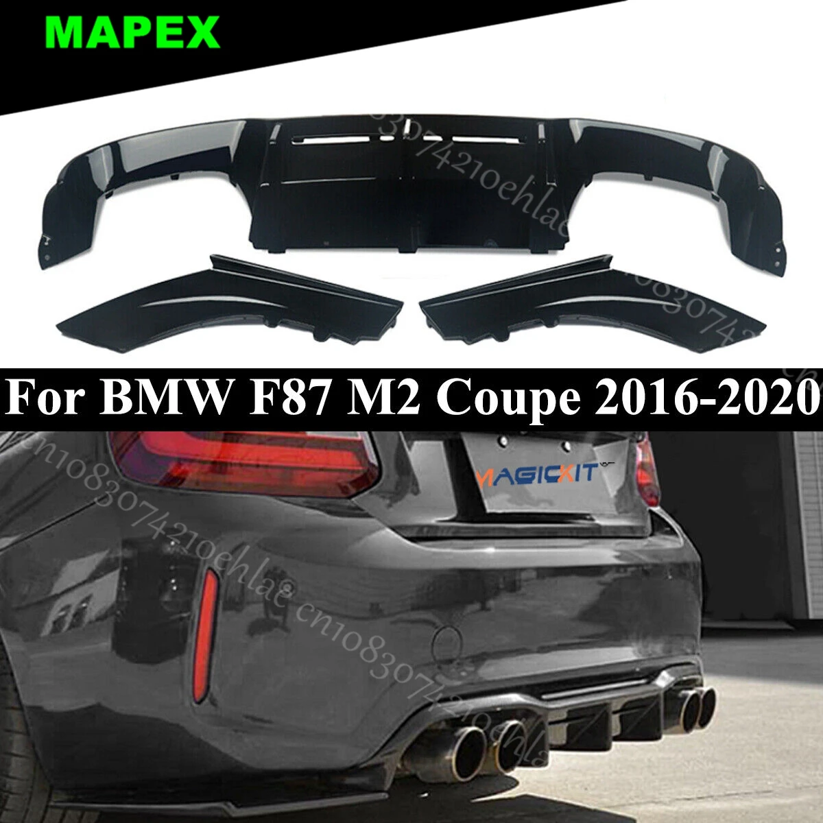 FOR 2016-2020 BMW F87 M2 M2C PERFORMANCE STYLE GLOSS BLACK REAR BUMPER ...