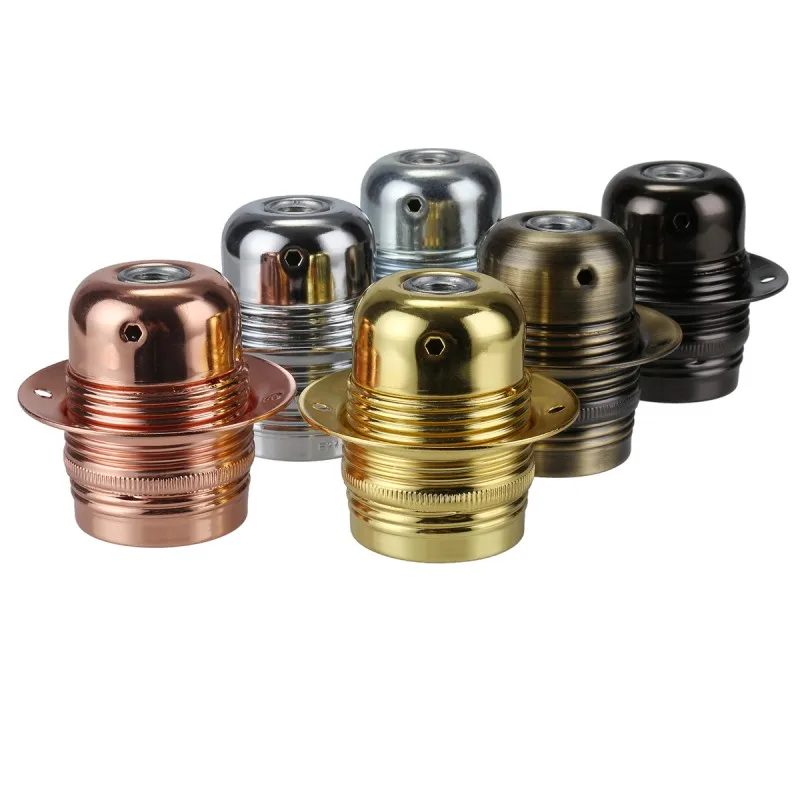 Metal-Lamp-Holder-E27-E26-Polished-Vintage-Edison-Lamp-Socket-With-Ring ...