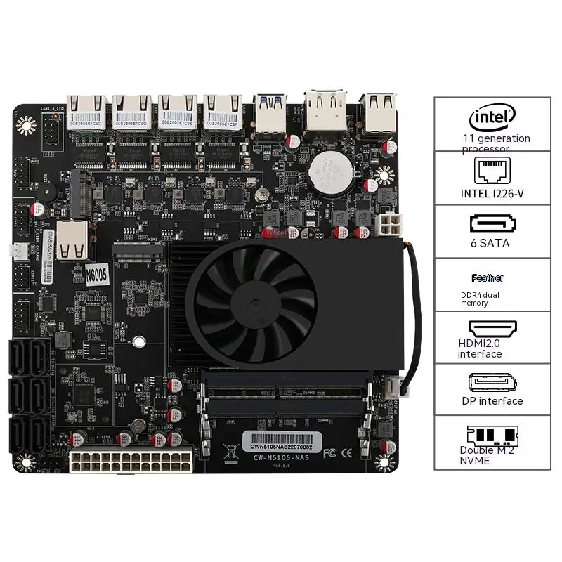 Low-power NAS motherboard N6005 N5105 NAS host six-disk 2.5G network ...