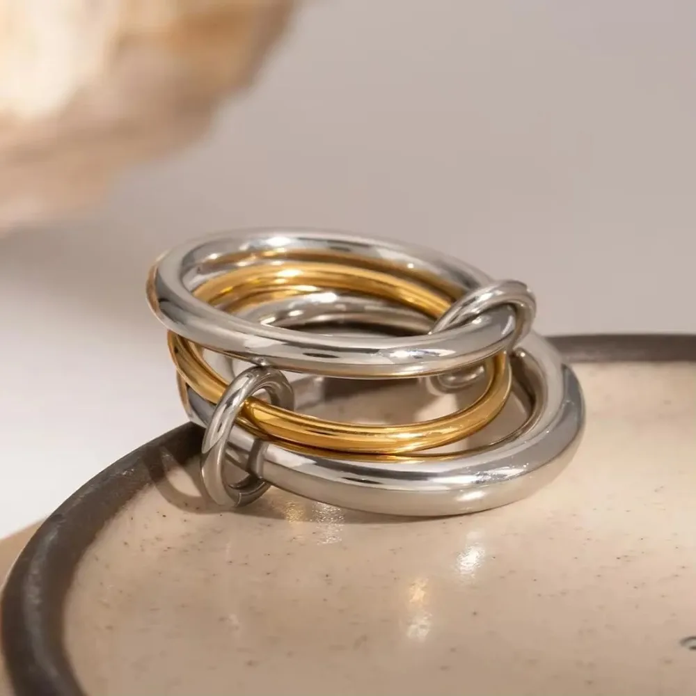 Fashion Multi Piece Set Stackable Gold Solid Ring 18k Gold Plated ...