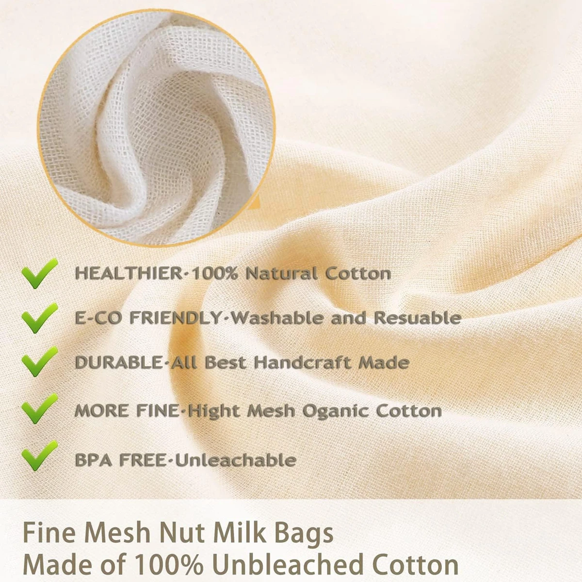 Reusable Beer Brewing Strainers Unbleached Cotton Nut Milk Bags ...