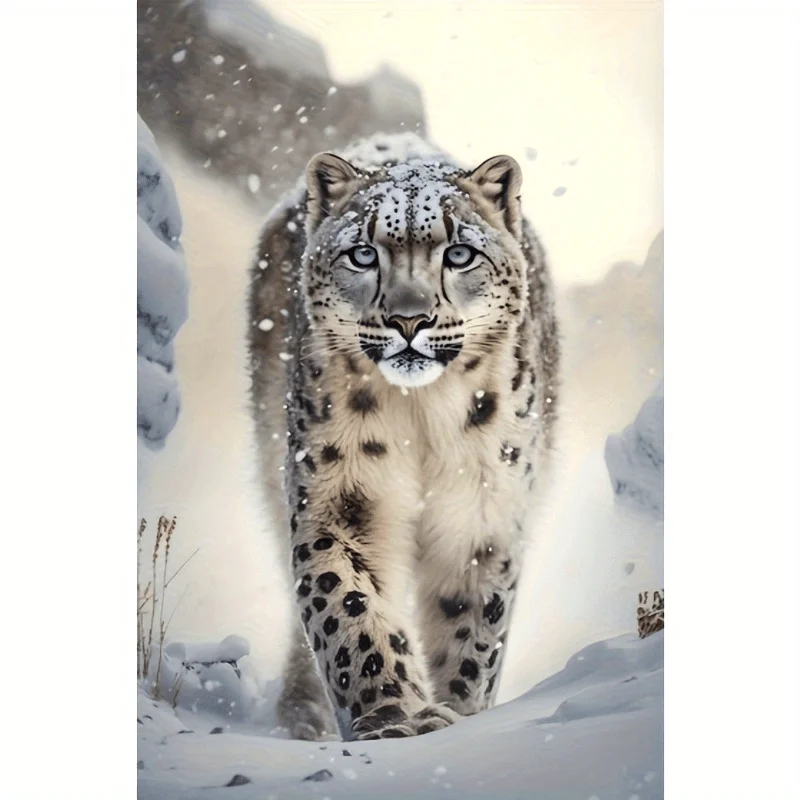 Snow Leopard Diamond Painting Kit - 5D Full Diamond Round Art, Beginner ...