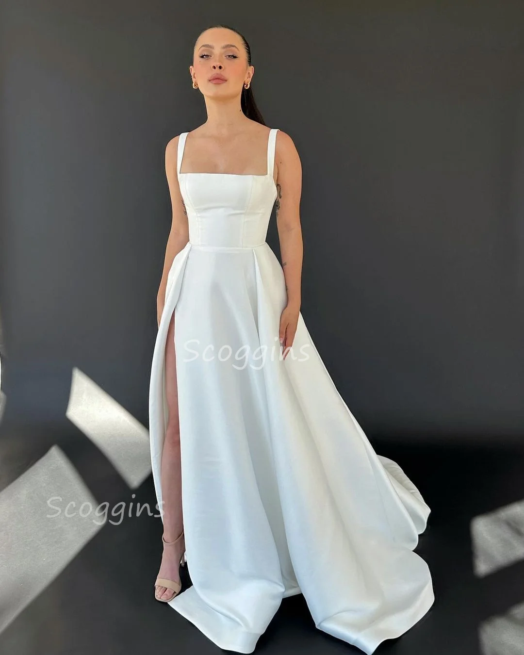 Formal-Occasion-Dresses-Plus-Size-Wedding-Dress-White-Spaghetti-Straps ...