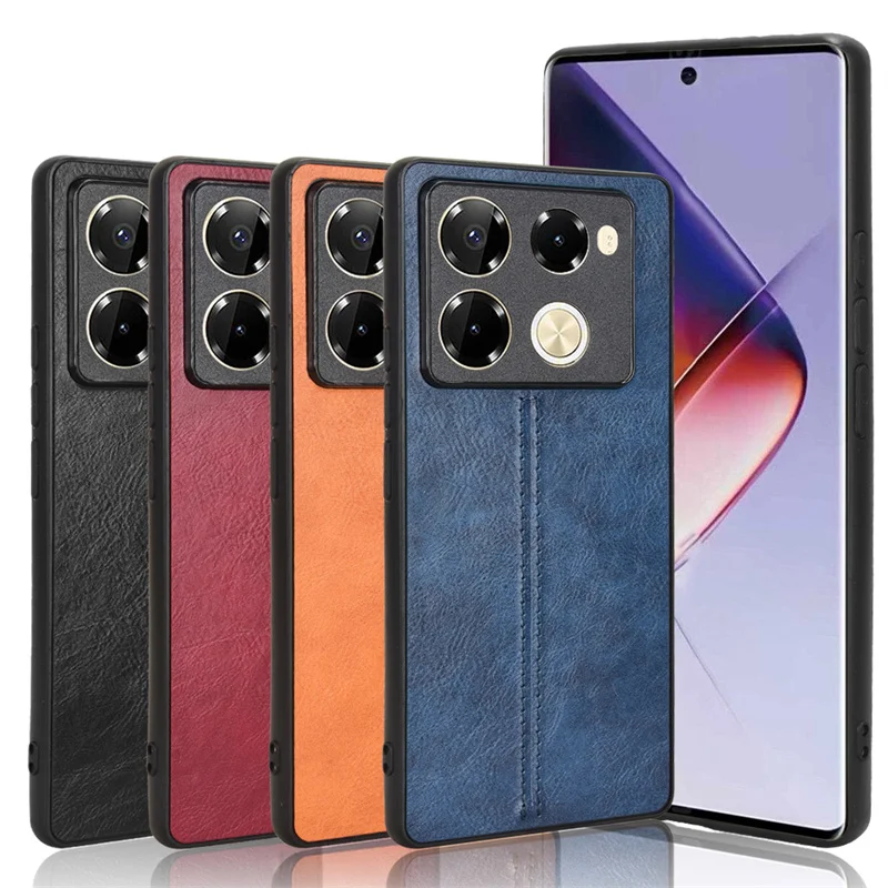 For-Infinix-Note-40-Pro-5G-Calfskin-PU-Leather-lines-Hard-Back-Cover ...