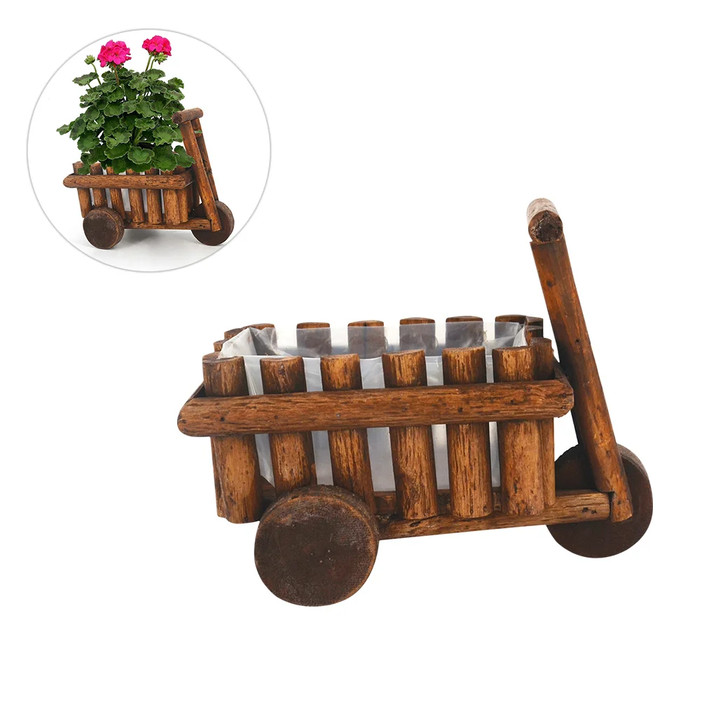 Decor-Garden-Plants-Ornamental-Wheelbarrow-Pot-Wooden-Cart-Flower ...