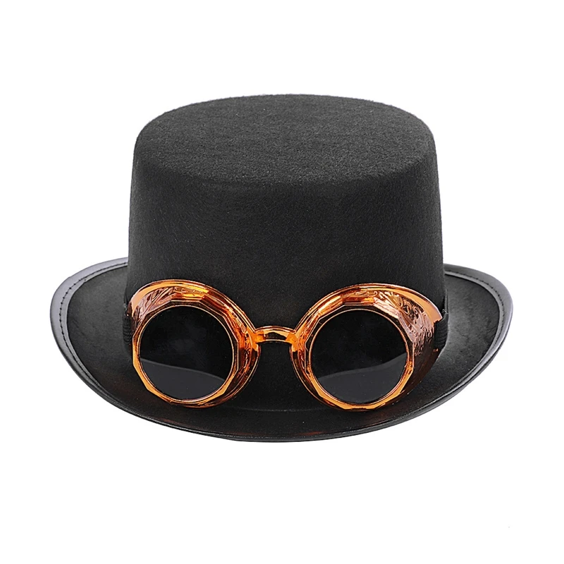 Funny-Party-Black-Top-Hat-with-Goggles-Steampunk-Victorian-Bowler-Jazz ...