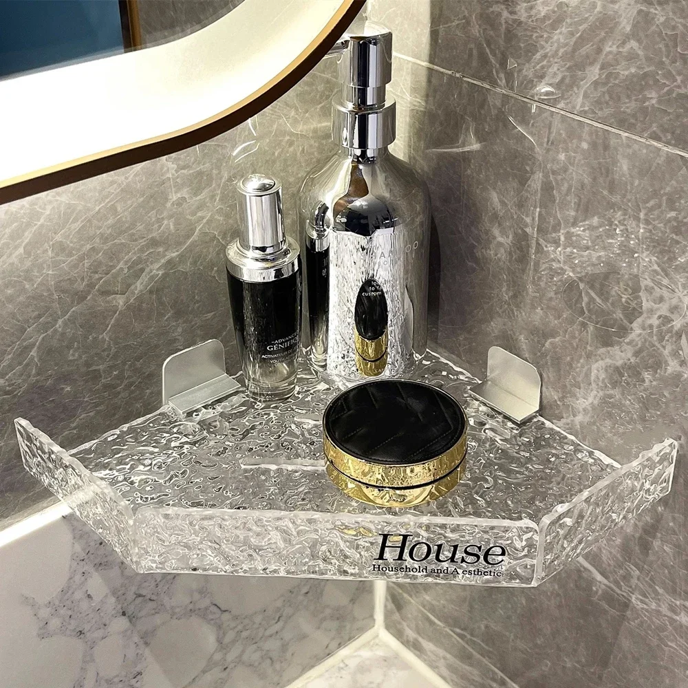 2Pcs-Acrylic-Bathroom-Storage-Shelf-wall-Mounted-Corner-Storage-Rack ...