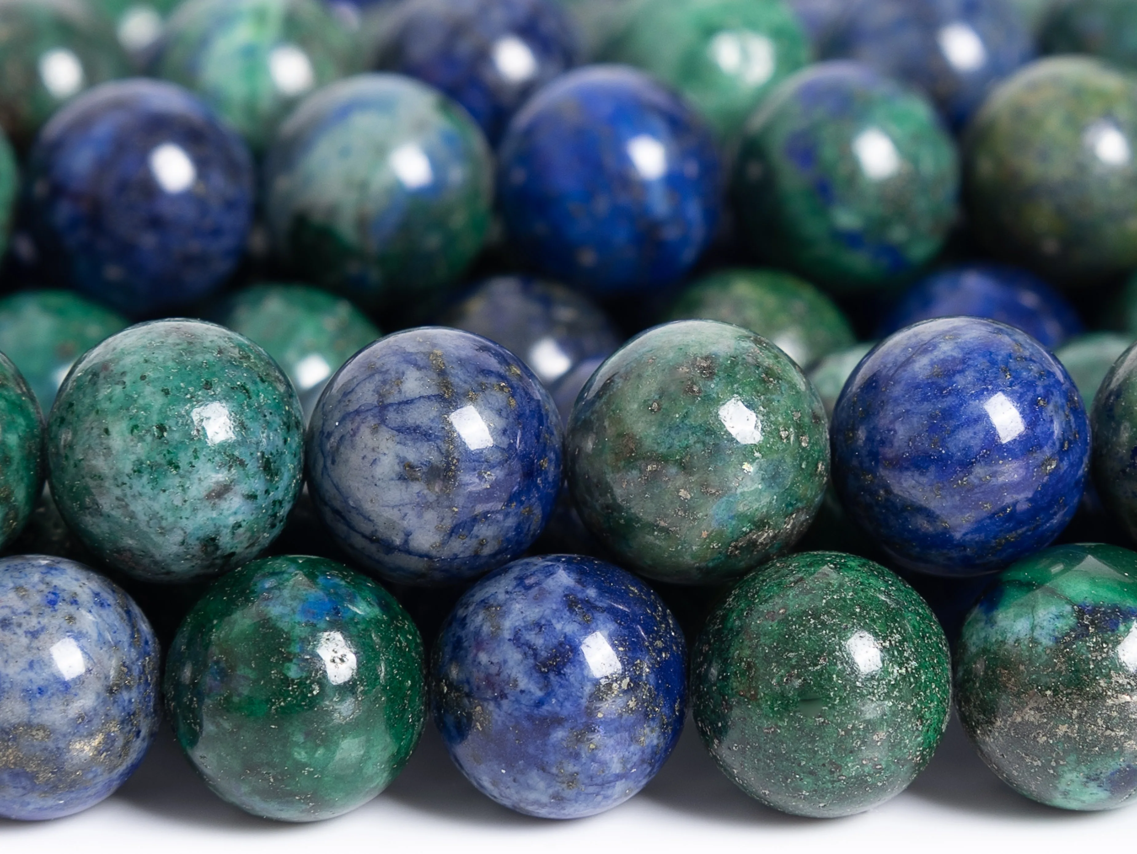 Natural-Stone-Green-Blue-Azurite-Beads-Grade-AAA-Gemstone-Full-Strand ...