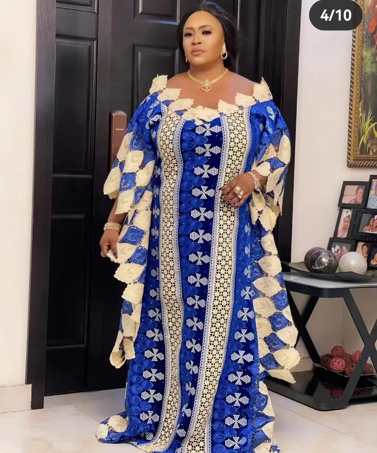 Robe-Africaine-Longue-en-Polyester-pour-Femme-V-tement-Dashiki-Col-en-V ...